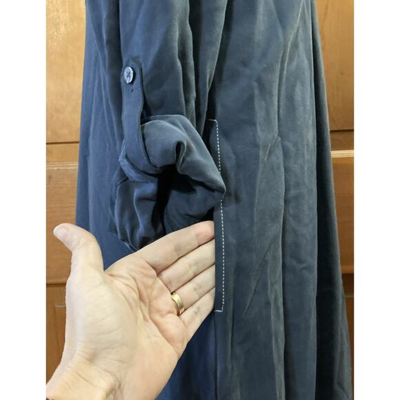 J. Jill | Dresses | Jjill Maxi Shirt Dress Sz S New Blue Roll Tab ...